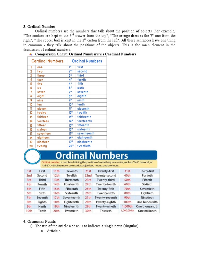Ordinal Number | PDF | Plural | Noun