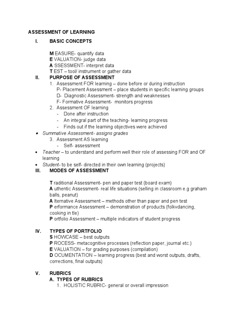 CBRC Let Review (Assessment of Learning) | PDF | Educational Assessment ...