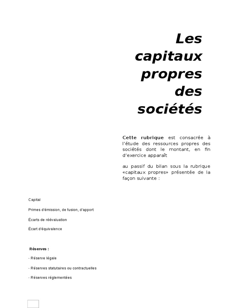 Analyse des capitaux propres en comptabilité | PDF | Capitaux propres ...
