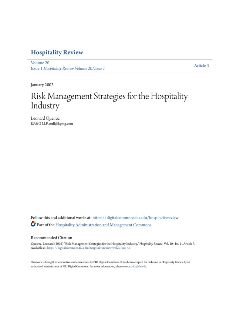 Risk Management Strategies For The Hospitality Industry | PDF | Risk ...