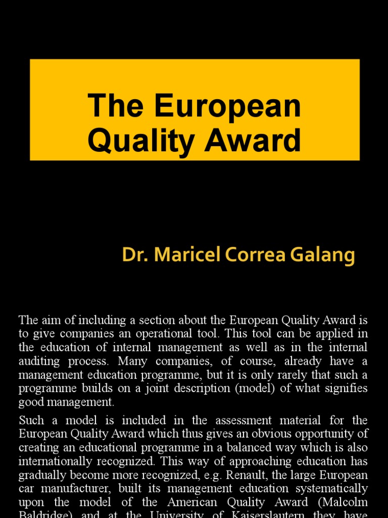 Lesson 4 European Quality Award | PDF | Quality Management | Customer ...