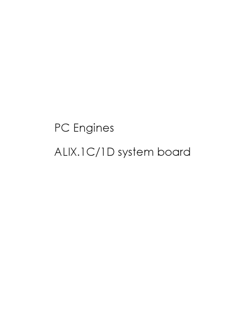 PC Engines ALIX.1C/1D System Board | PDF | Bios | Booting