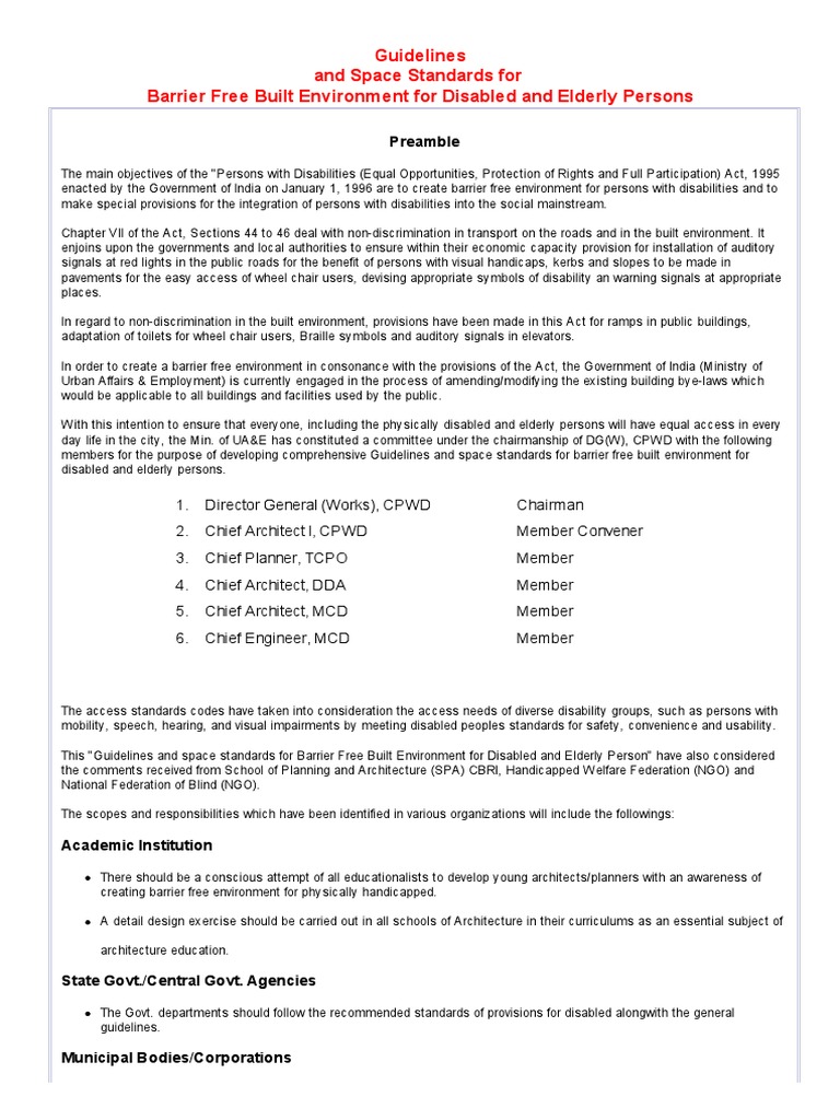 Guidelines India | PDF | Wheelchair | Disability