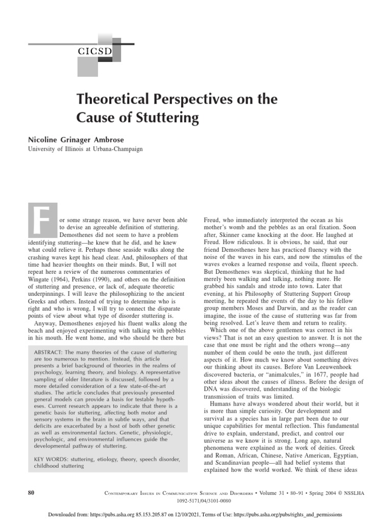 Cause of Stuttering | PDF | Stuttering | Anxiety