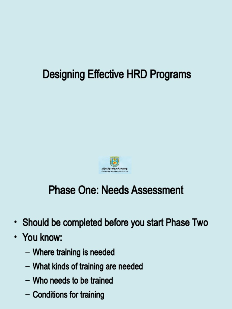 HRD Program Design & Needs Assessment | PDF | Simulation | Expert