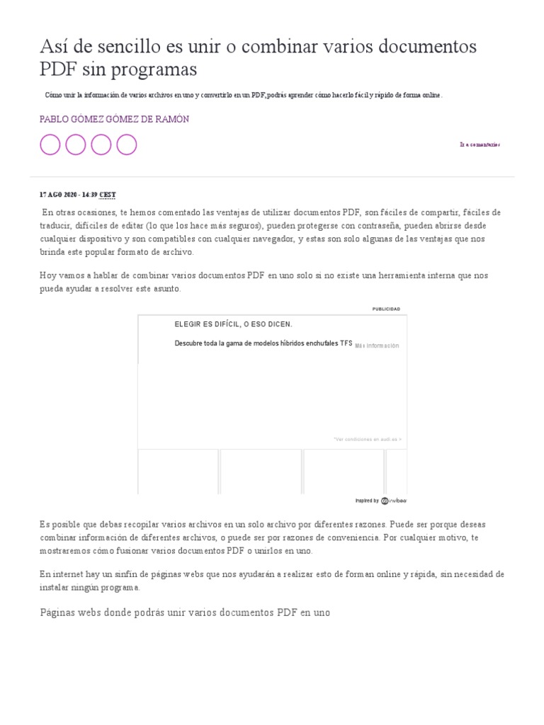 Así de Sencillo Es Unir o Combinar Varios Documentos PDF Sin Programas ... Así de Sencillo Es Unir o Combinar Varios Documentos PDF Sin Programas ...
