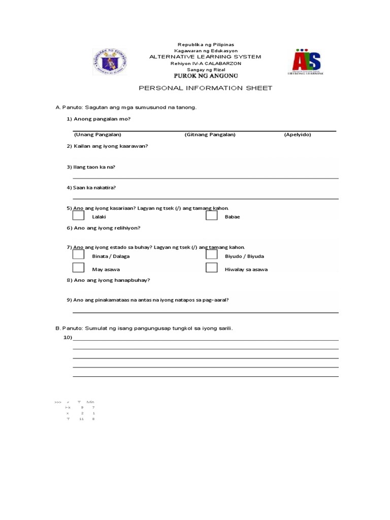 FLT Answer Sheet | PDF