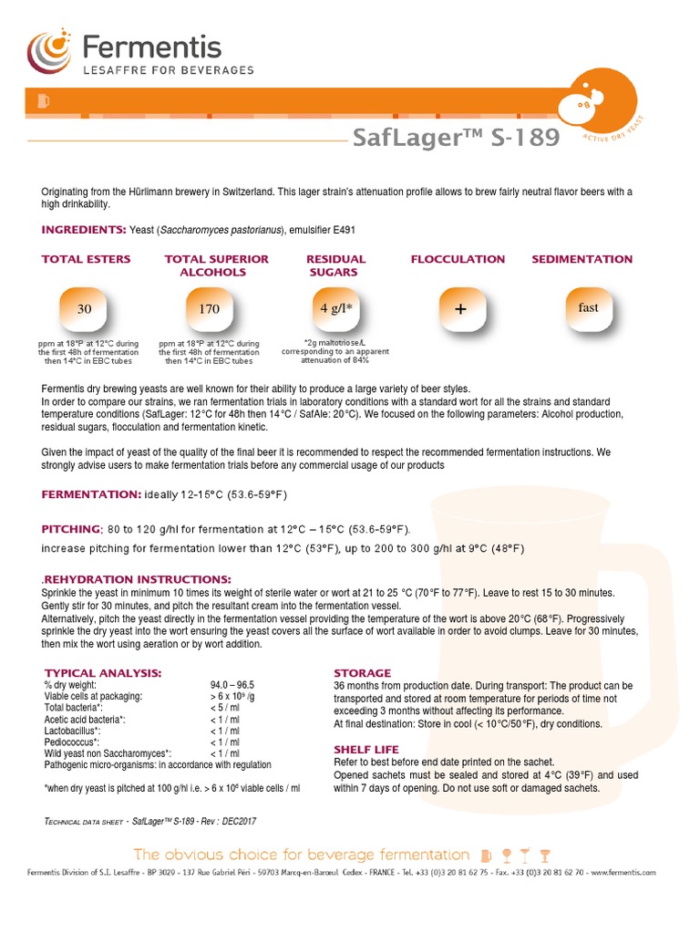 SafLager S 189 | PDF | Brewing | Beer