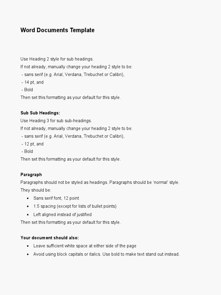Word Documents Template: Sub Sub Headings | PDF | Arial | Typefaces