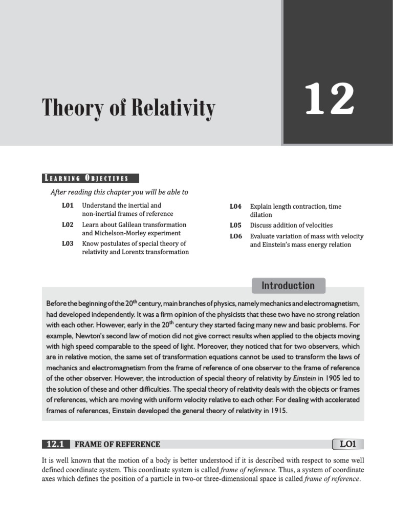 Theory of Relativity and Frames of Reference | PDF | Luminiferous ...