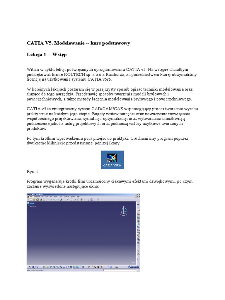 CATIA V5. Modelowanie - Kurs Podstawowy | PDF