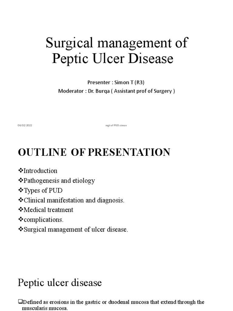 Surgical Management of Peptic Ulcer Disease | PDF | Digestive Diseases ...