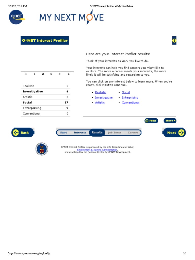 O Net Interest Profiler at My Next Move | PDF | Computers