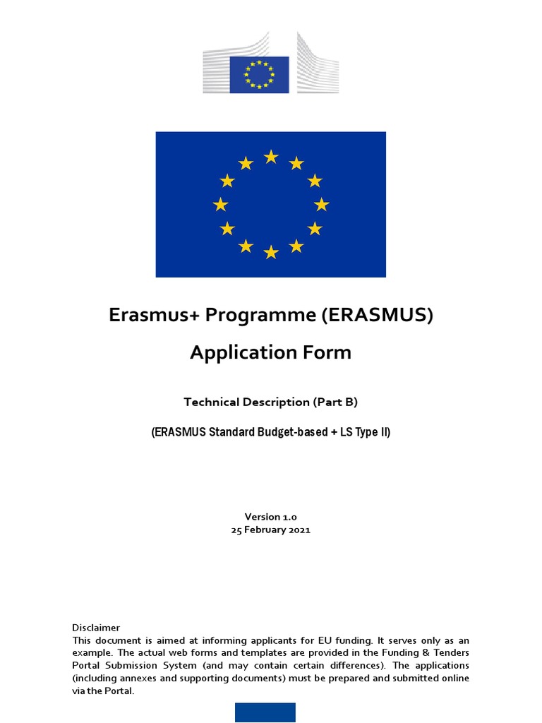 Erasmus+ Programme (ERASMUS) Application Form: (ERASMUS Standard Budget ...