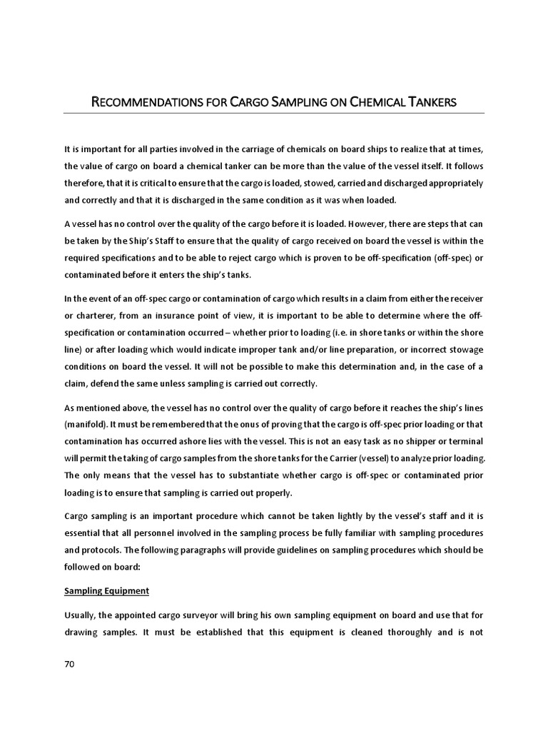 Sampling On Chemical Tankers | PDF | Oil Tanker | Pump