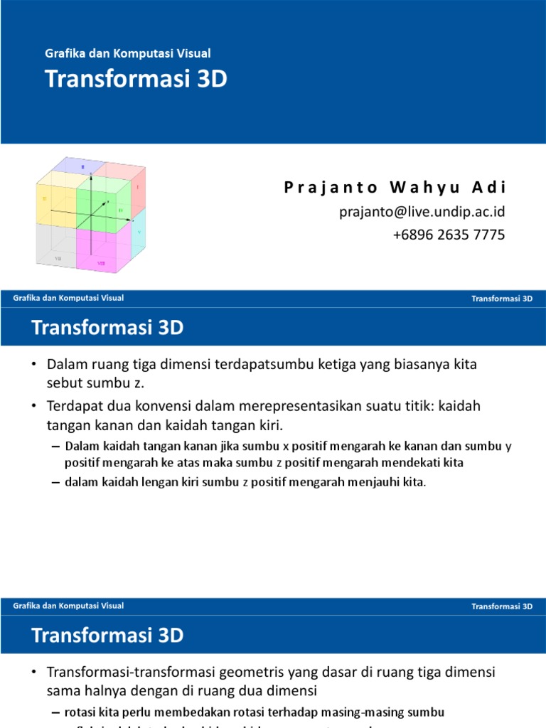 Transformasi Geometris 3D dan Penerapannya dalam Grafika Komputer | PDF