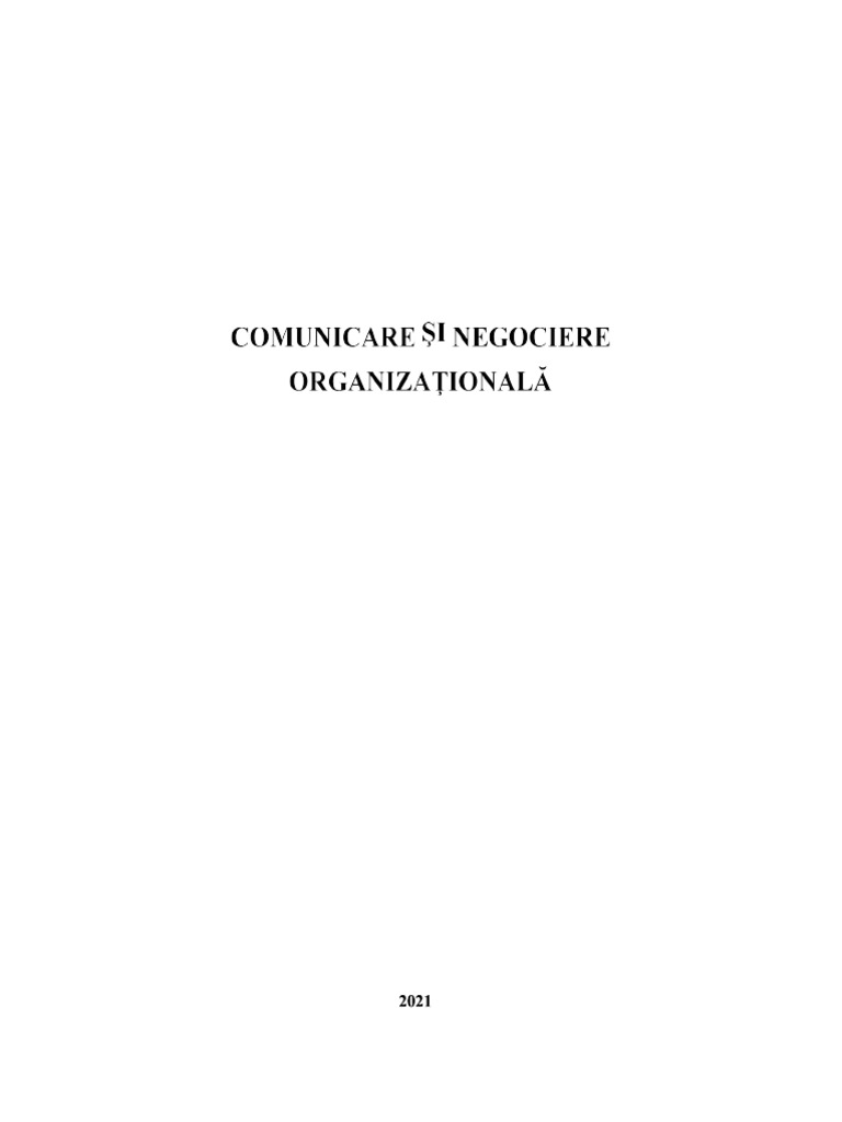 Comunicare Si Negociere Organizationala - Master - 2021 | PDF