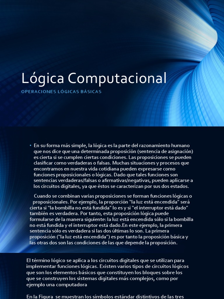 Operaciones Lógicas Básicas en Lógica Computacional | PDF | Puerta ...
