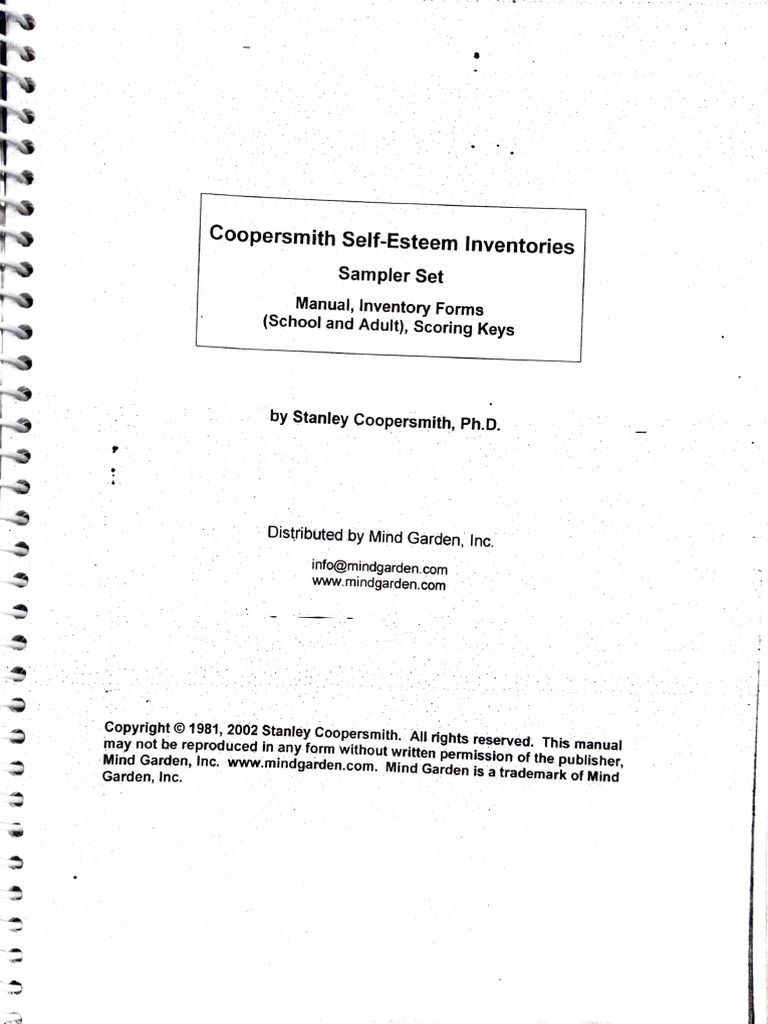 Coopersmith Self-Esteem Inventories | PDF