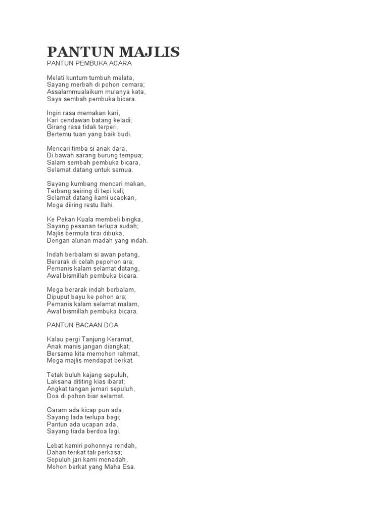 PANTUN MAJLIS Rasmi | PDF