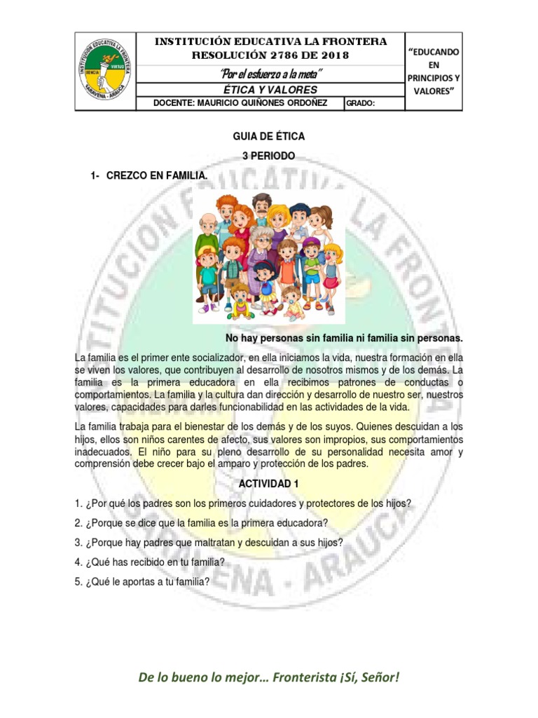 Guia 1 Viviendo Valores en Familia y Comunidad | PDF | Felicidad ...