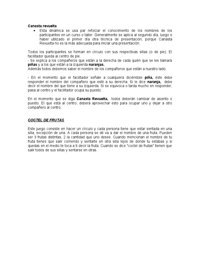 Dinámica de la Canasta Revuelta | PDF