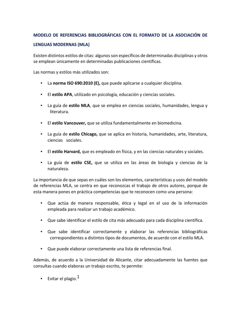 Modelo de Referencias Bibliográficas Mla | PDF | Citación