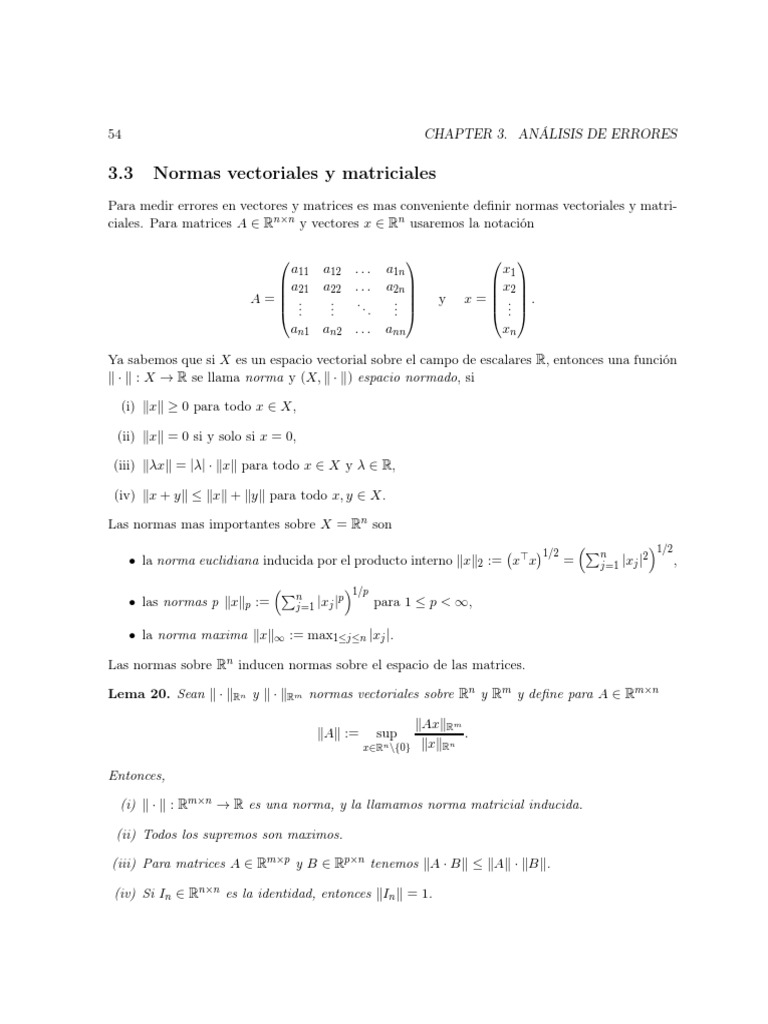 05.3 Normas Vectoriales y Matriciales | PDF | Funciones y mapeos | Álgebra abstracta