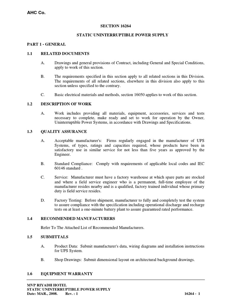 Static Uninterruptible Power Supply | Download Free PDF | Power ...