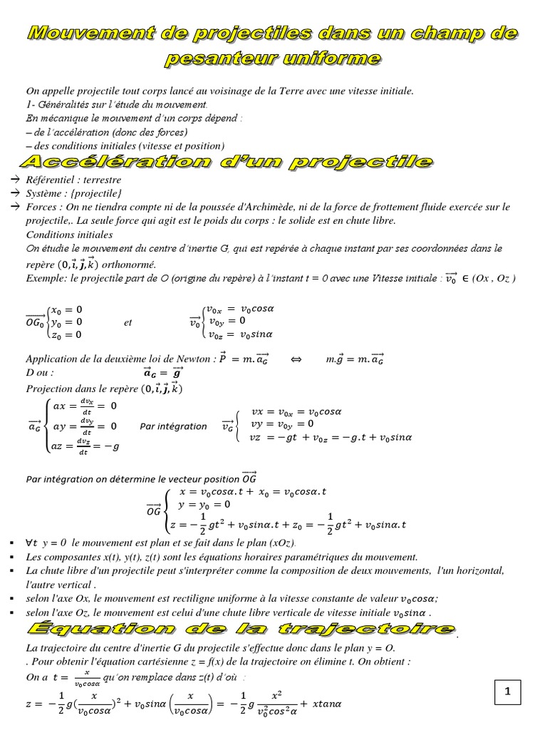 Projectile | PDF | Obliger | Théorie de la relativité