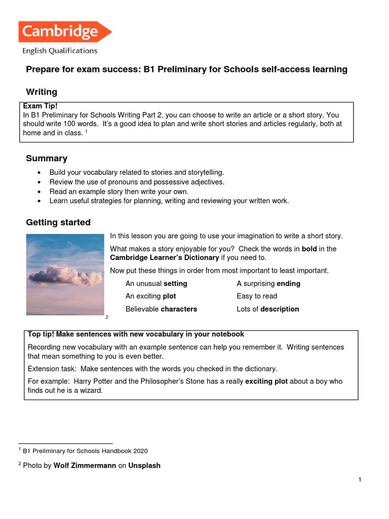 Prepare For Exam Success: B1 Preliminary For Schools Self-Access ...