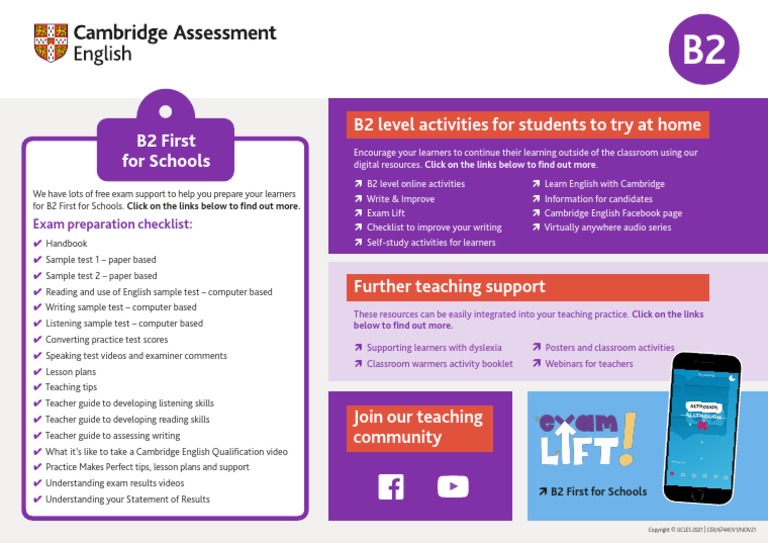 b2 First For School Exam Preparation Resources | PDF | Test (Assessment ...