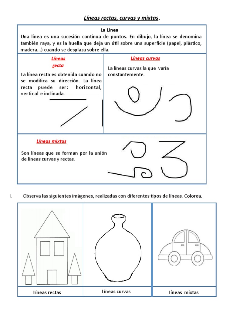 GUÍA TIPOS DE LÍNEAS - 1° Basico | PDF