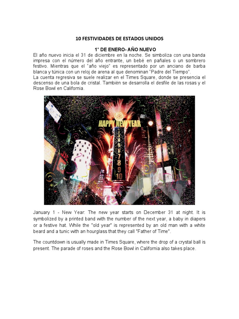 10 Festividades de Estados Unidos | PDF | Días festivos | Día festivo