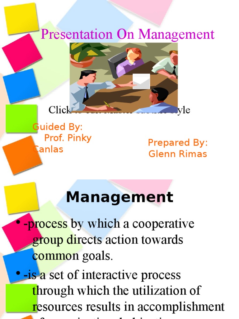 Presentation On Management: Click To Edit Master Subtitle Style | PDF ...