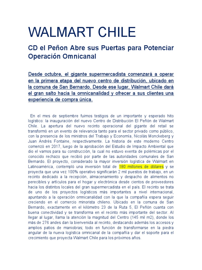 Centro de Distribución El Peñón: Omnicanalidad Walmart | PDF ...