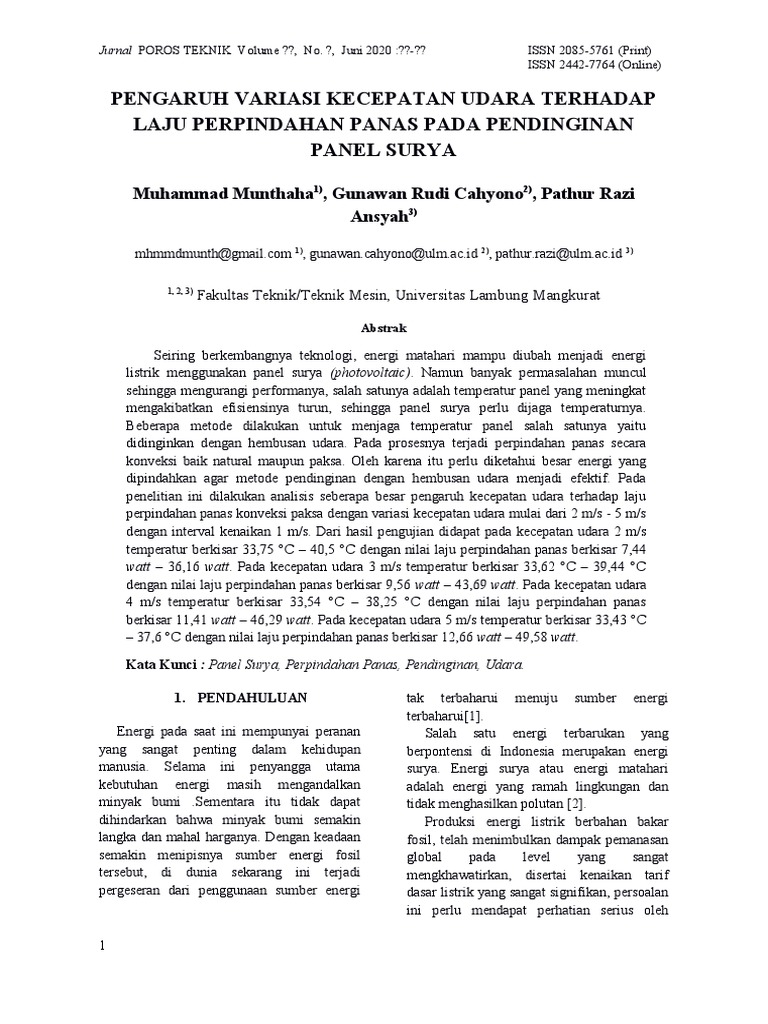 Jurnal Poros Teknik Poliban Muhammad Munthaha | PDF