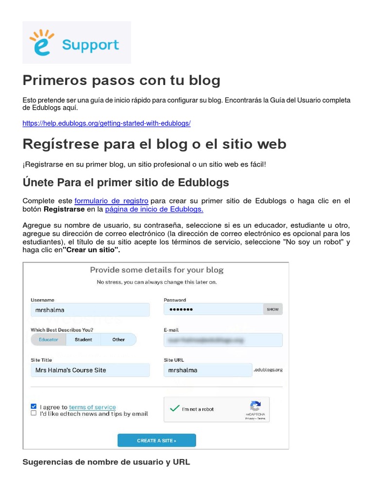 Manual Edublogs | PDF | Blog | Contraseña