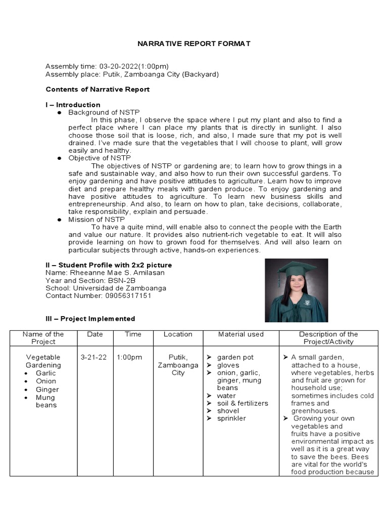 NARRATIVE REPORT FORMAT Sure Na | PDF | Vegetables | Gardens
