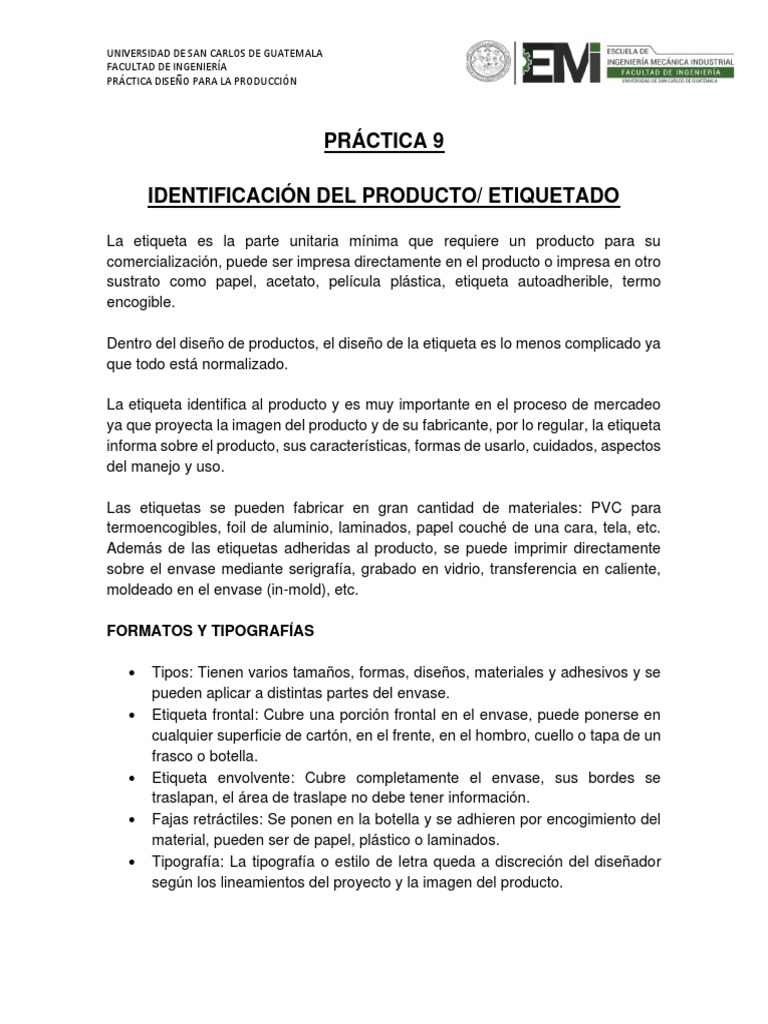 Práctica 9. Etiquetado | PDF | Impresión | Diseño de comunicacion