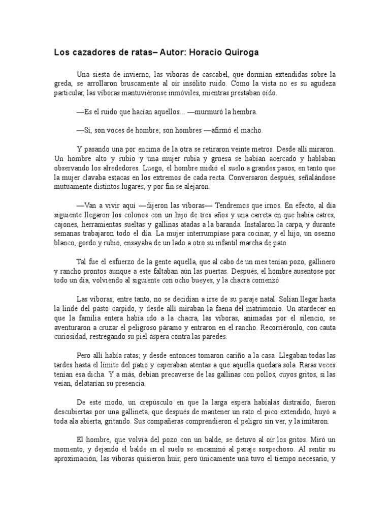 Los Cazadores de Ratas - Horacio Quiroga | PDF