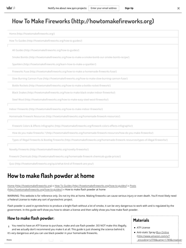 How To Make Flash Powder at Home - How To Make Fireworks | PDF ...