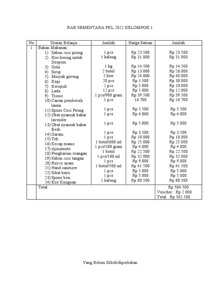 Rab Sementara PKL 2022 Kelompok 1 | PDF