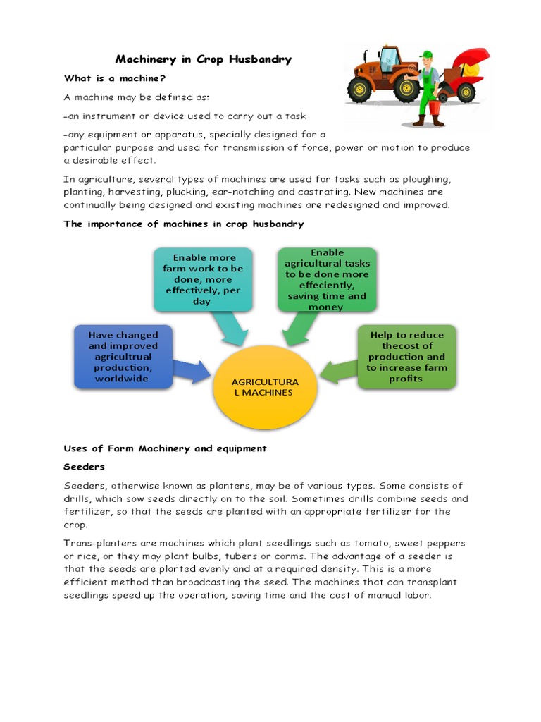 Machinery in Crop Husbandry | PDF | Plough | Tractor