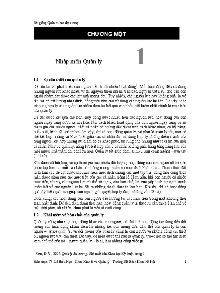 Chuong 1 Nhap Mon Quan Ly | PDF