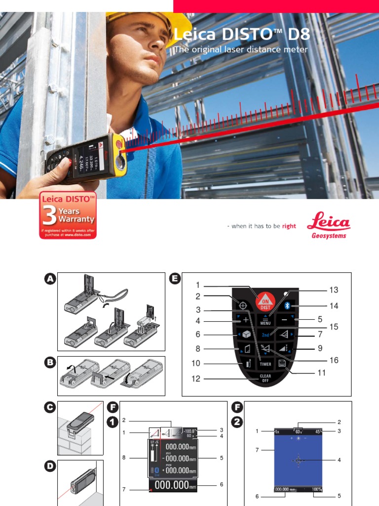 Leica - DISTO D8 Manual | PDF | Medición | Relámpago