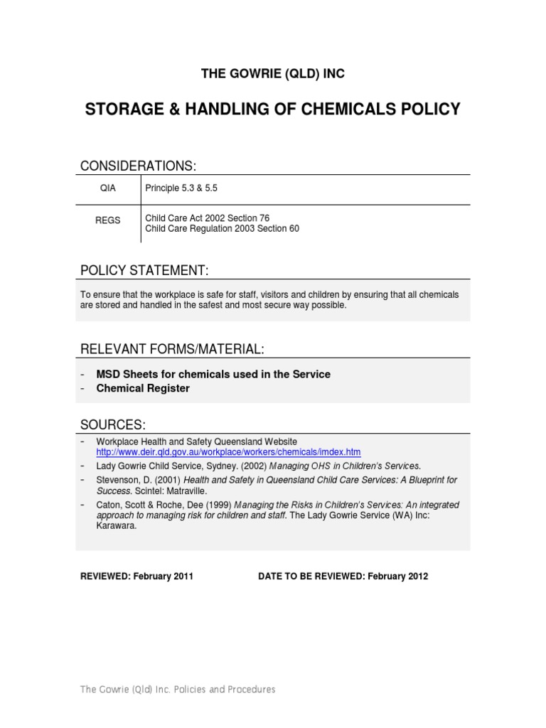 10 Storage and Handling of Chemicals | PDF | Toxicity | Working Conditions