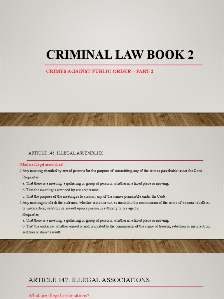 Criminal Law Book 2: Crimes Against Public Order - Part 2 | PDF ...