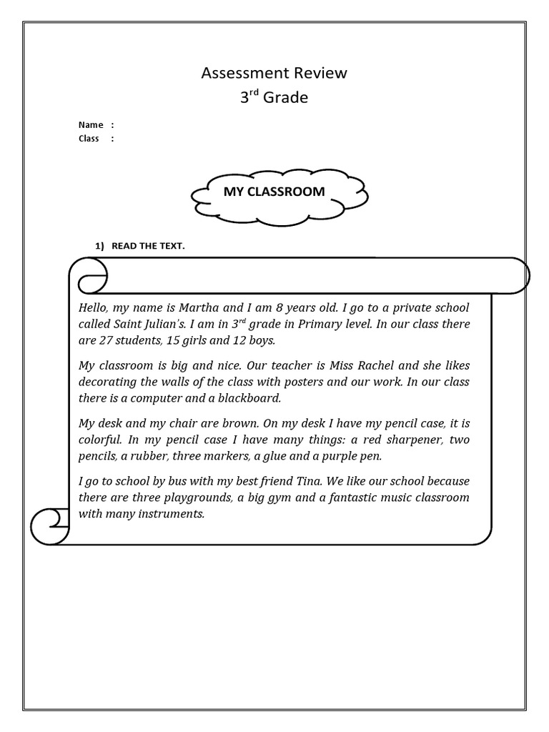 Assessment Review 3rd Grade in November | PDF