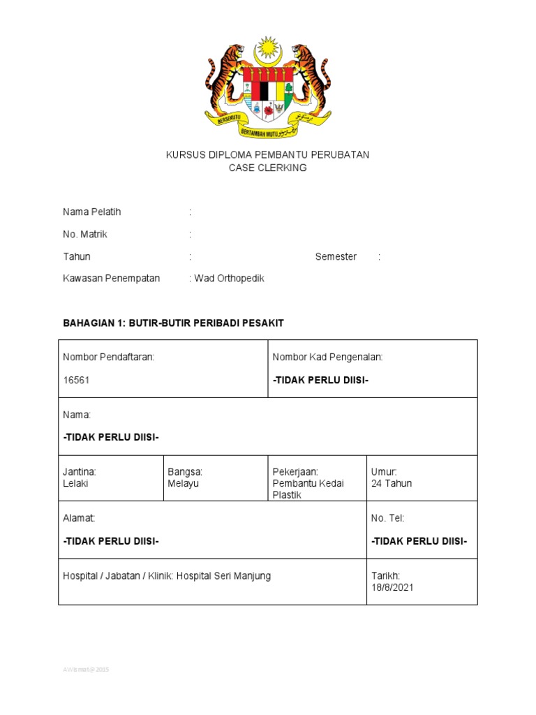 Case Clerking Orthopedic | PDF